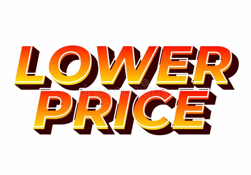 Lower Price. Text Effect with Modern Colors and 3D Font Look Stock ...