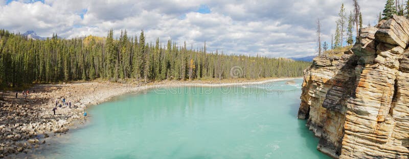 Lower River at Athabasca Falls in Jasper National Park, Canada. Stock ...