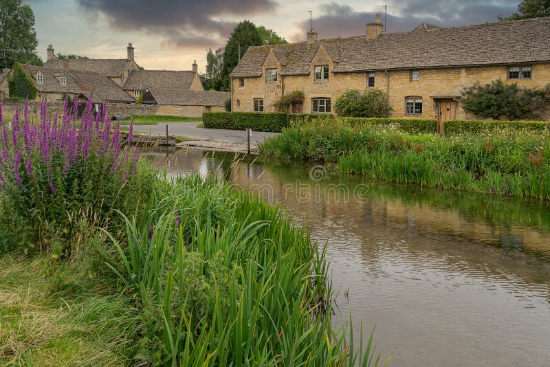 Lower Slaughter stock image. Image of houses, typical - 193318097