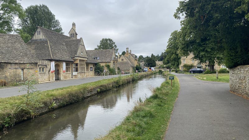 Lower slaughter stock photo. Image of castle, town, river - 333659638