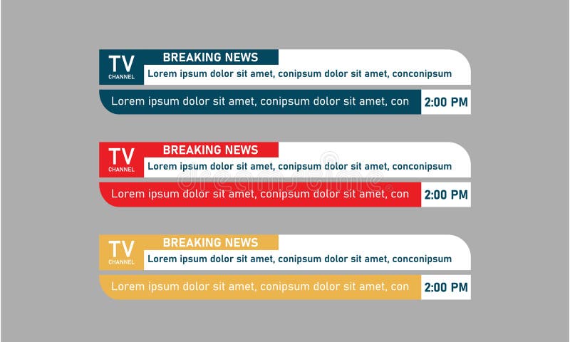 Lower Third Colourful Breaking News Design with Gray Background Stock ...