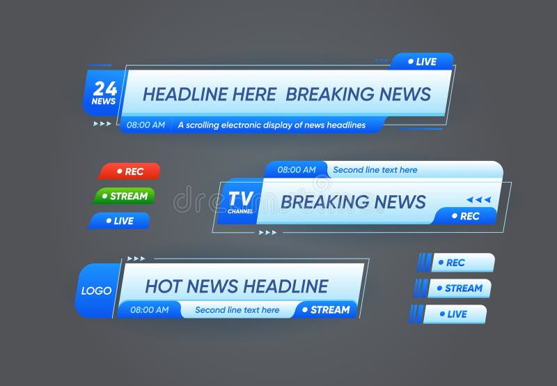 Lower Third Header Banners for TV Breaking News Stock Vector ...