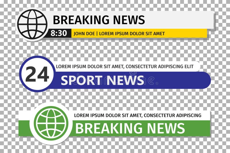Lower Third Template. Set of TV News Bar Stock Vector - Illustration of ...
