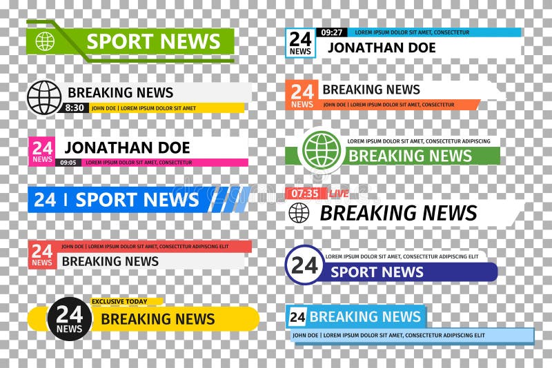 Lower Third Template. Set of TV News Bar Stock Vector - Illustration of ...