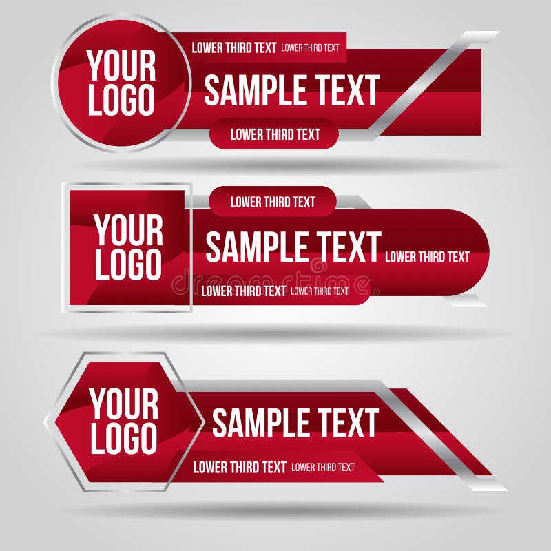 Lower Third Tv Red Design Template Modern Contemporary. Set of Banners ...