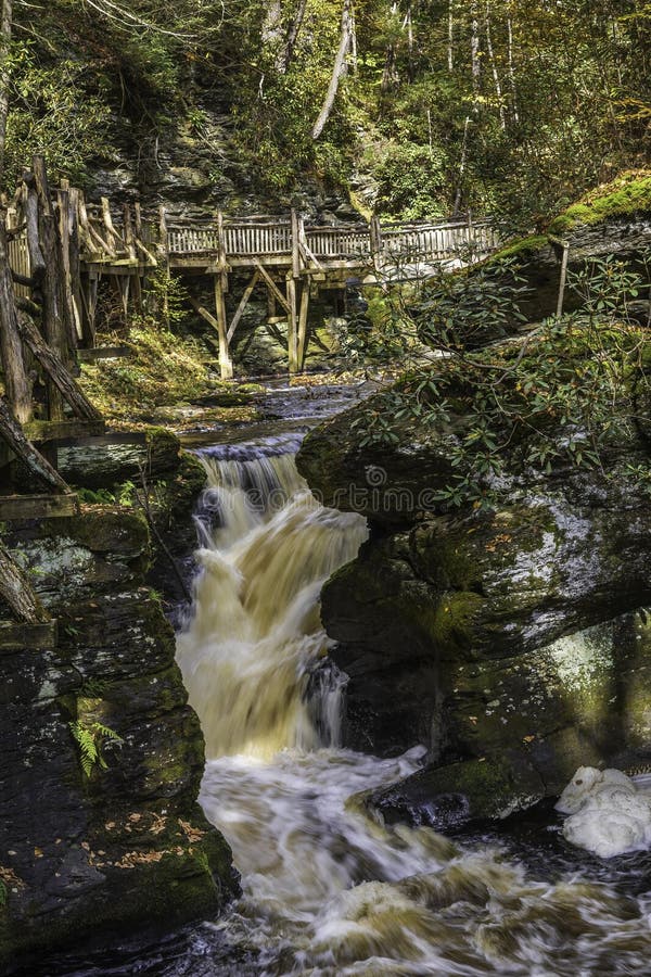 Lower Tier of the Main Falls at Bushkill Falls Stock Image - Image of ...