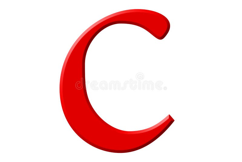 Lowercase Letter C, Isolated on White, with Clipping Path, 3D Il Stock ...