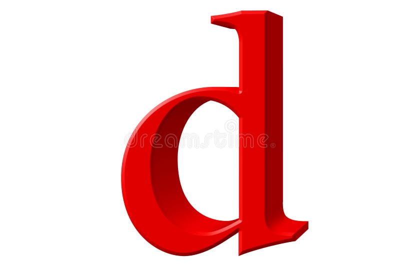 Lowercase Letter D Isolated White Clipping Path 3d Il Stock ...