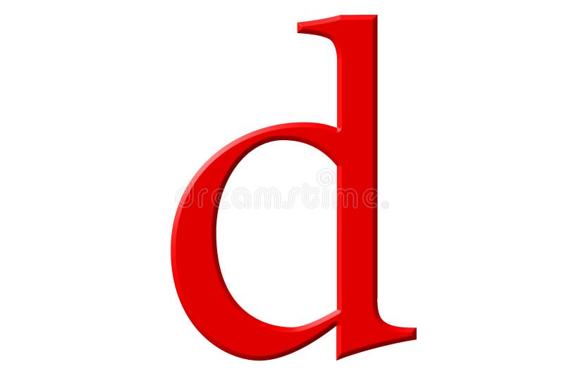 Lowercase Letter D Isolated White Clipping Path 3d Il Stock ...