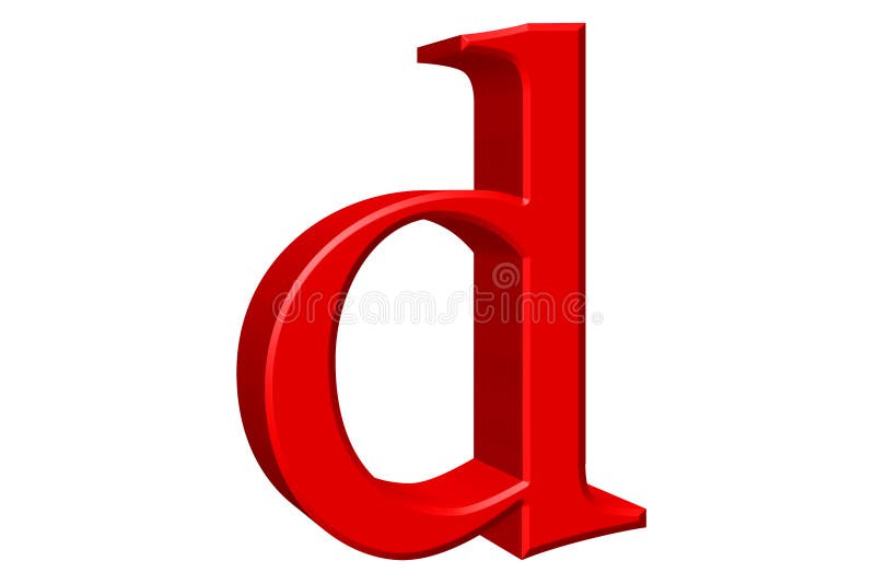 Lowercase Letter D Isolated White Clipping Path 3d Il Stock ...