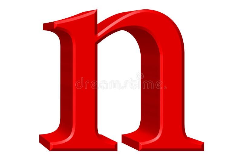 Lowercase Letter N, Isolated on White, with Clipping Path, 3D Il Stock ...