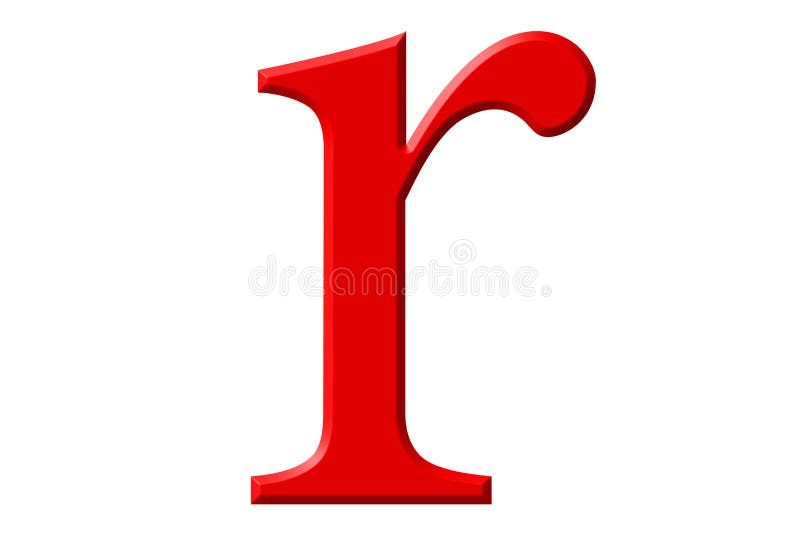 Lowercase Letter R, Isolated on White, with Clipping Path, 3D Il Stock ...