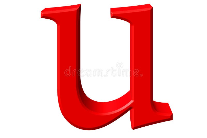 Lowercase Letter U, Isolated on White, with Clipping Path, 3D Il Stock ...