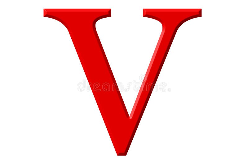 Lowercase Letter V, Isolated on White, with Clipping Path, 3D Il Stock ...
