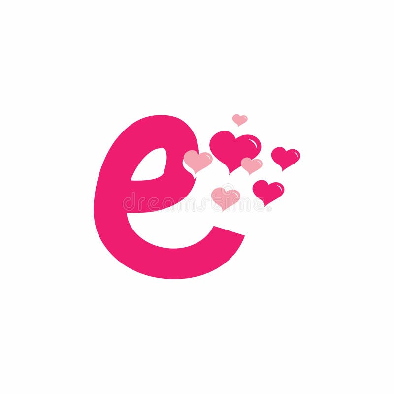 Lowercase of Pink E Initial Letter with Love Sign Valentine Vector ...