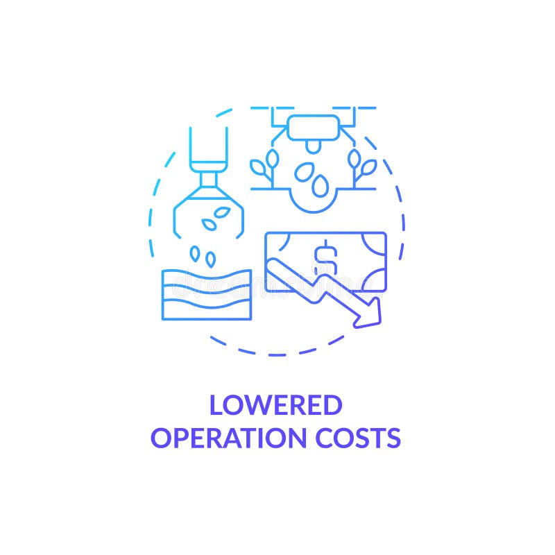 Lowered Operation Costs Blue Gradient Concept Icon Stock Vector ...