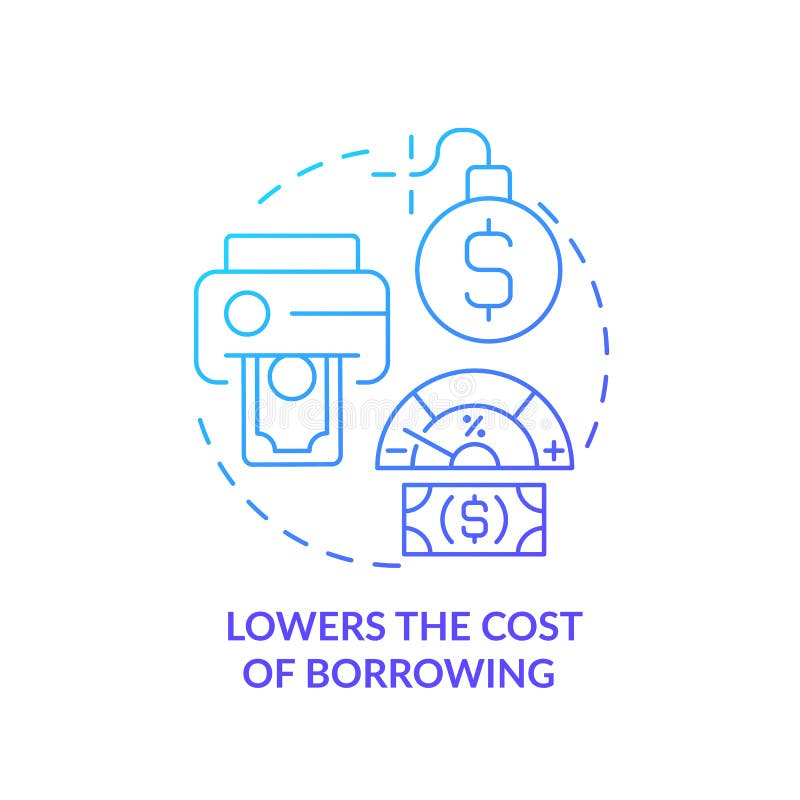 Lowers Cost of Borrowing Blue Gradient Concept Icon Stock Vector ...