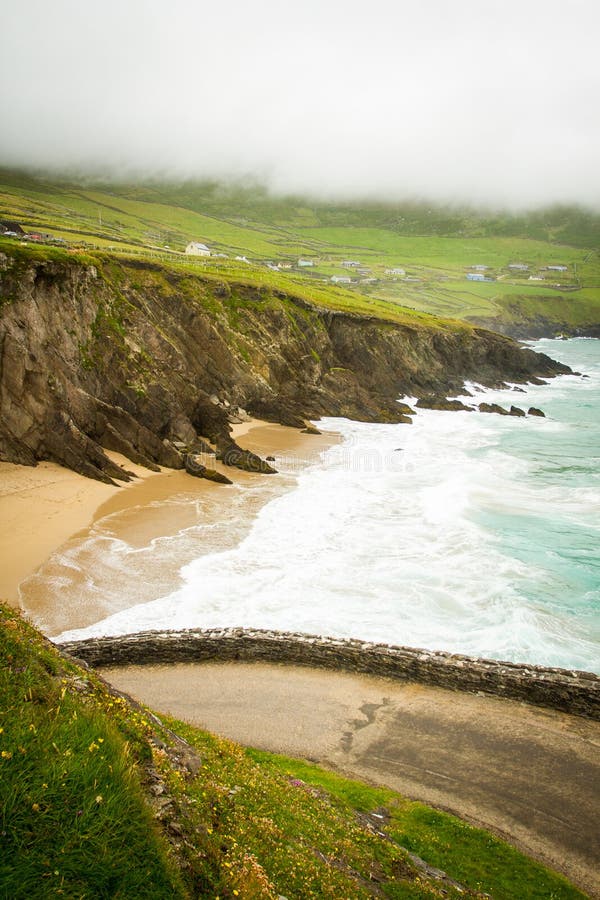 End Road and Beach of Dingle Penninsula Stock Image - Image of cemetery ...