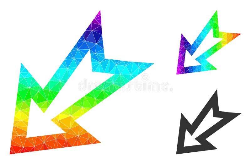 Vector Triangle Filled Arrow Left Down Icon with Spectrum Gradient ...