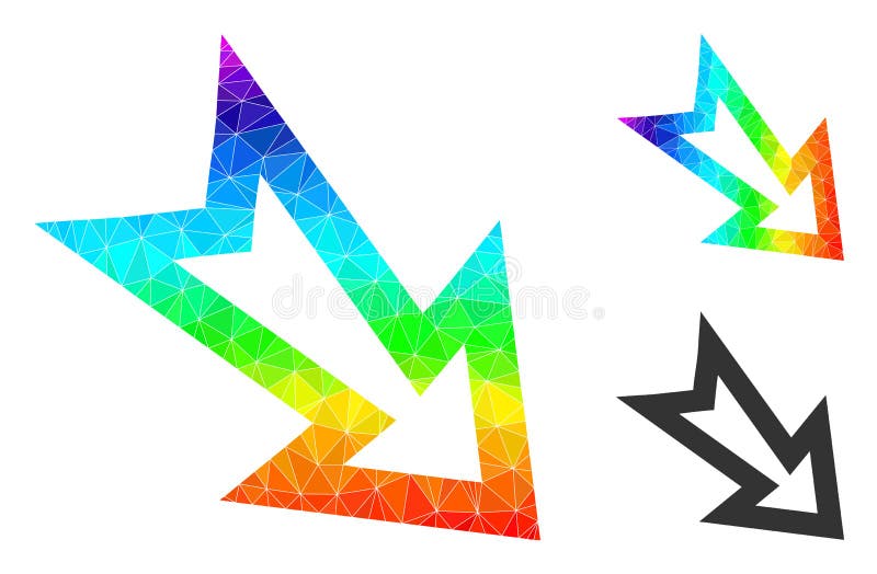 Vector Lowpoly Arrow Right Down Icon with Spectral Colored Gradient ...