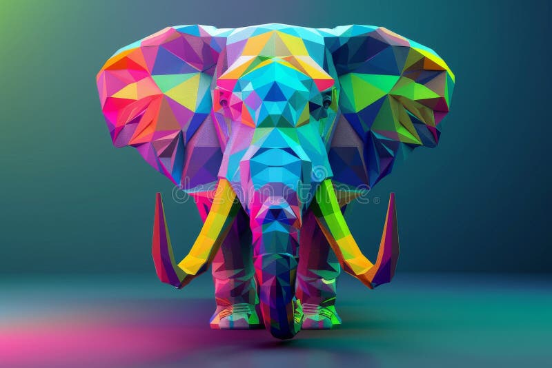 This Lowpoly Artwork Features an Elephant in a Burst of Geometric ...