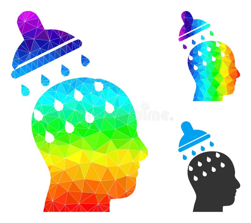Vector Lowpoly Brain Washing Icon with Rainbow Gradient Stock Vector ...