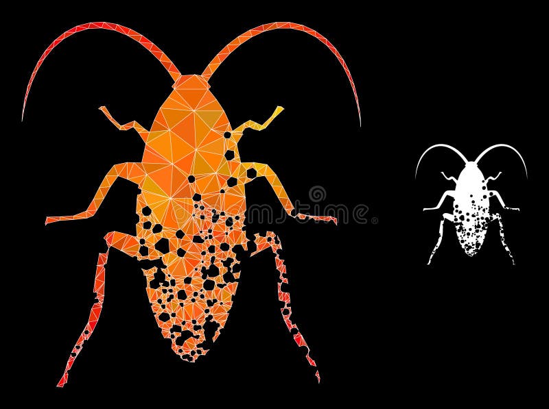 Vector Polygonal Damaged Cockroach Icon with Orange Colored Gradient ...