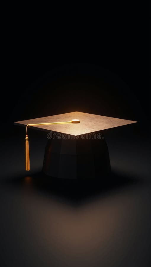 A Lowpoly Glowing Graduation Cap Depicted Against a Dark Backdrop ...