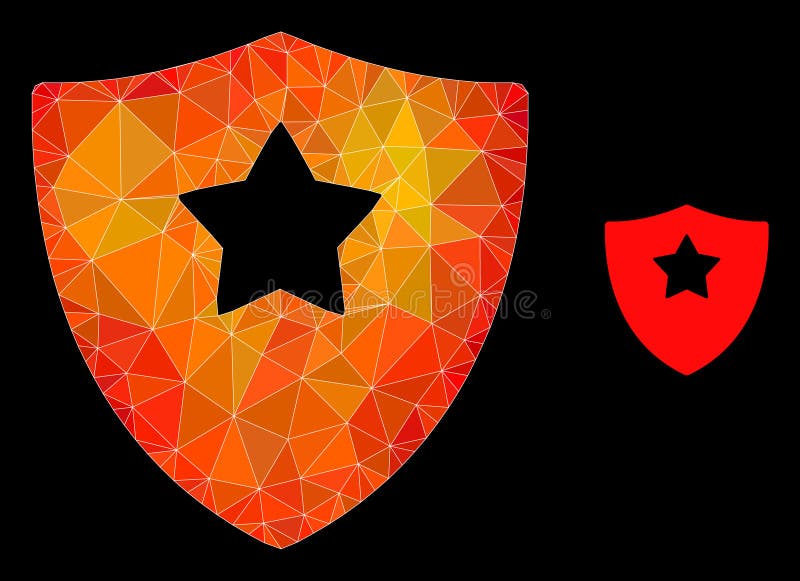 Vector Polygonal Guard Shield Icon with Flame Gradient Stock Vector ...