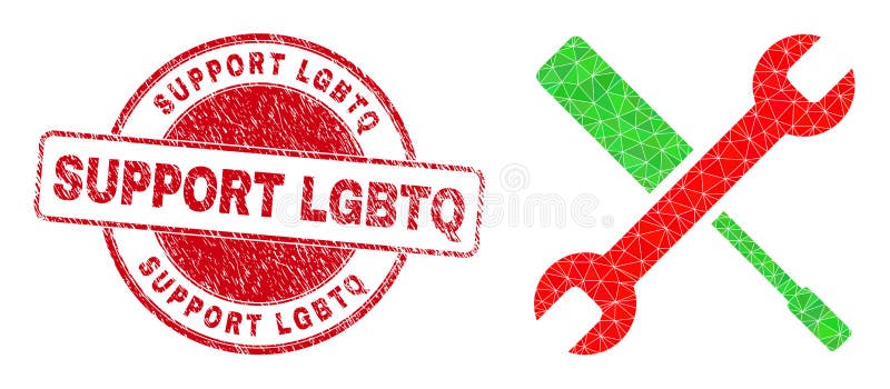 Grunge Support Lgbtq Round Stamp Seal and Configuration Tools Polygonal ...