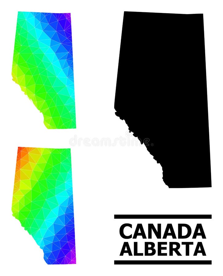 Lowpoly Rainbow Map of Alberta Province with Diagonal Gradient Stock ...