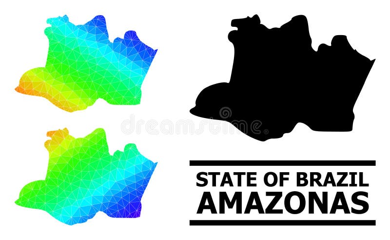 Lowpoly Rainbow Map of Amazonas State with Diagonal Gradient Stock ...