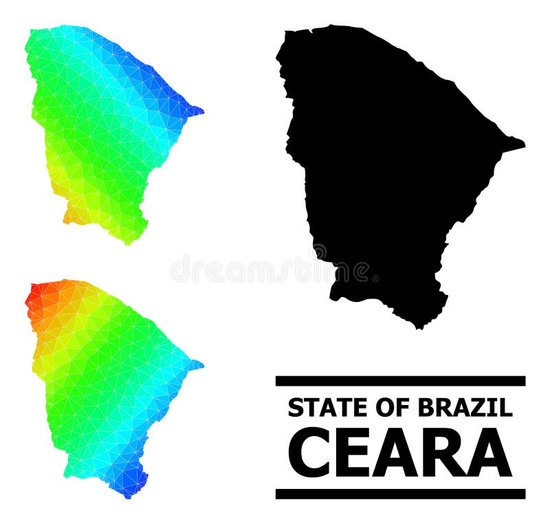 Lowpoly Rainbow Map of Ceara State with Diagonal Gradient Stock Vector ...