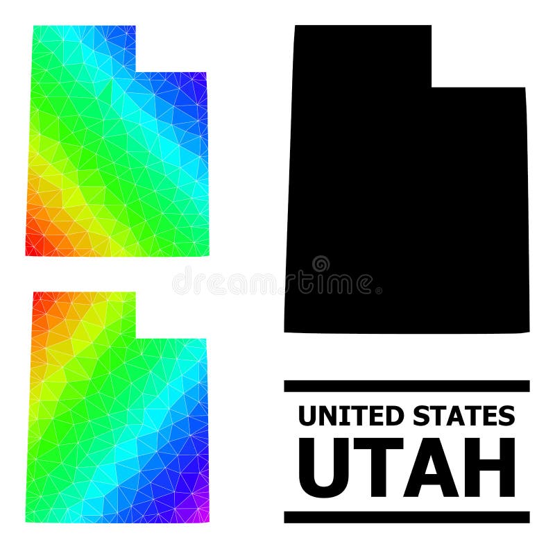 Lowpoly Rainbow Map of Utah State with Diagonal Gradient Stock Vector ...