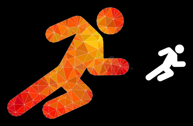 Vector Triangle Filled Running Man Icon with Flame Gradient Stock ...