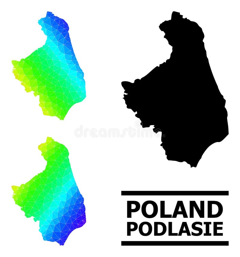 Lowpoly Spectral Colored Map of Podlasie Province with Diagonal ...