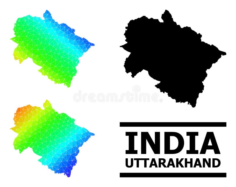 Lowpoly Spectral Colored Map of Uttarakhand State with Diagonal ...
