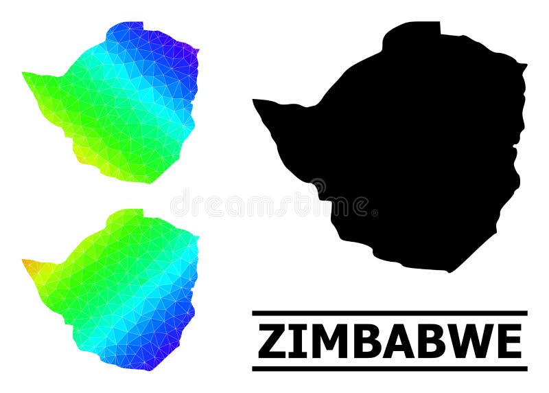 Lowpoly Spectral Colored Map of Zimbabwe with Diagonal Gradient Stock ...