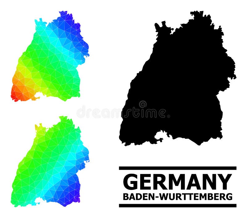 Lowpoly Spectrum Map of Baden-Wurttemberg State with Diagonal Gradient ...