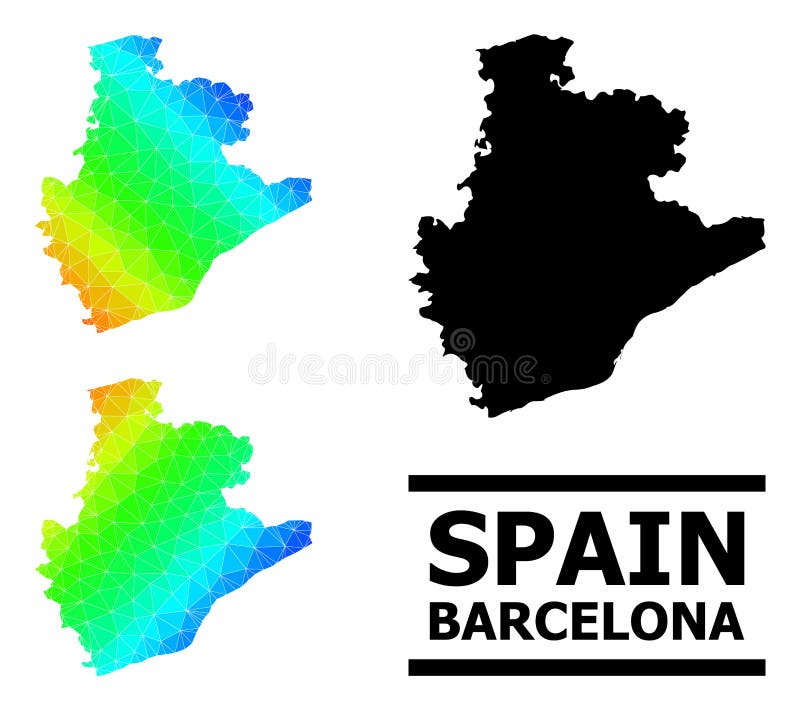Lowpoly Spectrum Map of Barcelona Province with Diagonal Gradient Stock ...