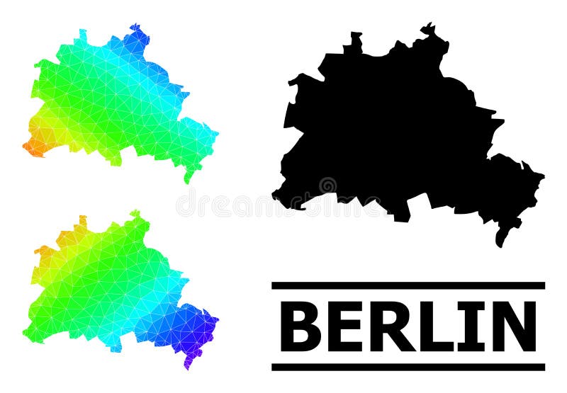 Lowpoly Spectrum Map of Berlin City with Diagonal Gradient Stock Vector ...