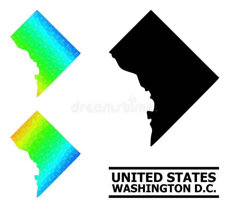 Lowpoly Spectrum Map of Washington DC with Diagonal Gradient Stock ...