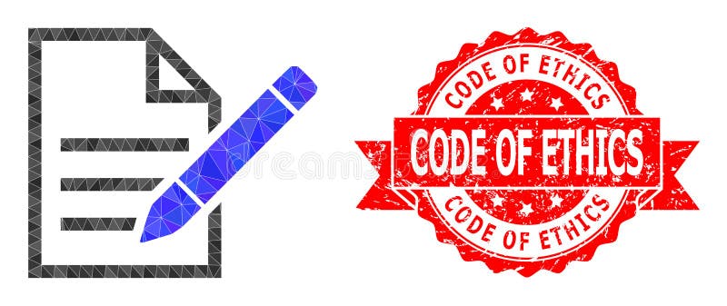 Grunge Code of Ethics Stamp and Edit Text Page Lowpoly Mocaic Icon ...
