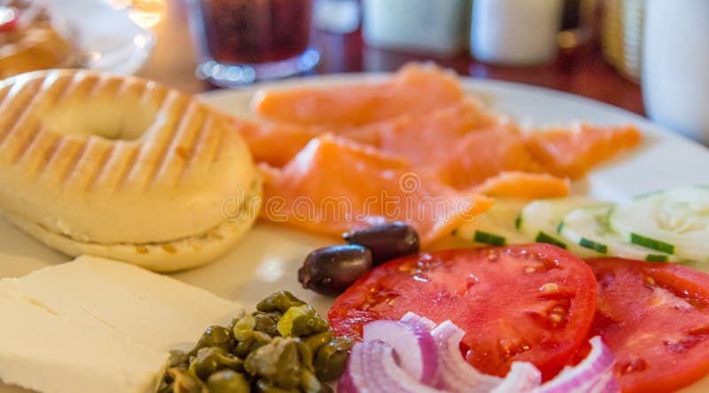 Lox and Bagel Plate with Fresh Tomatoes Stock Image - Image of toasted ...