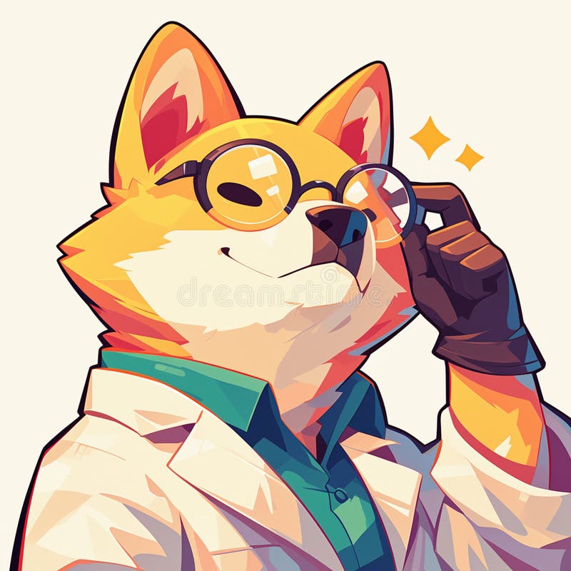 A Loyal Dog Scientist Cartoon Style Stock Vector - Illustration of ...