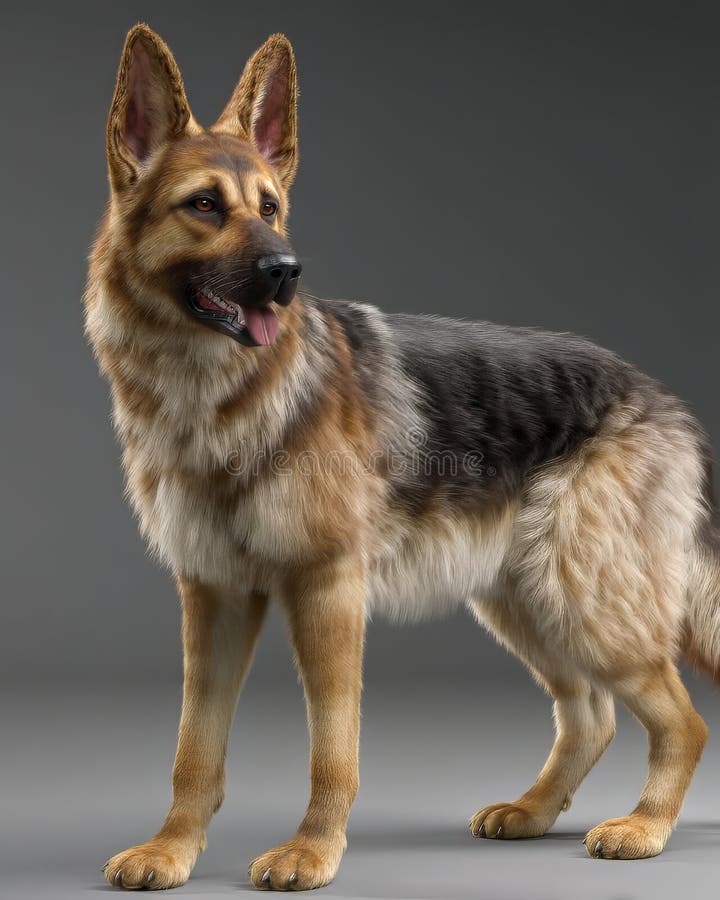 The Loyal Guardian: a German Shepherd in a Focused Stance Against a ...