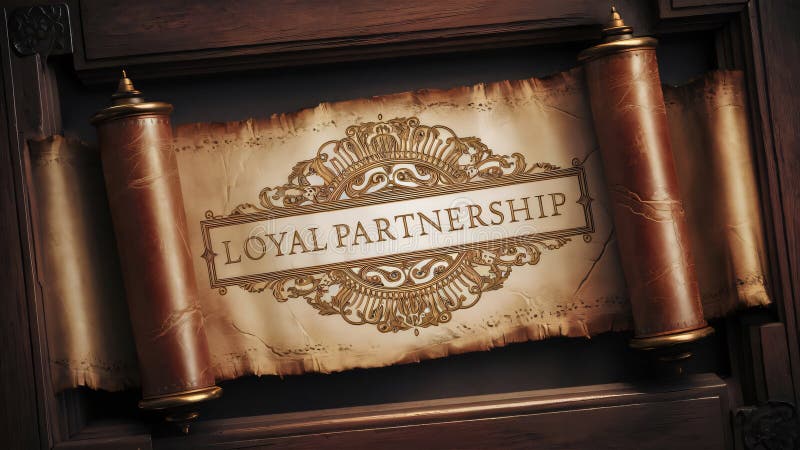 Loyal Partnership, Vintage Scroll Design for High Quality Image Stock ...