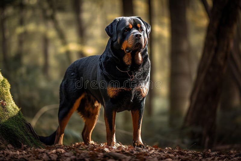 A Loyal and Protective Rottweiler Standing Guard, Showing Off Its Loyal ...