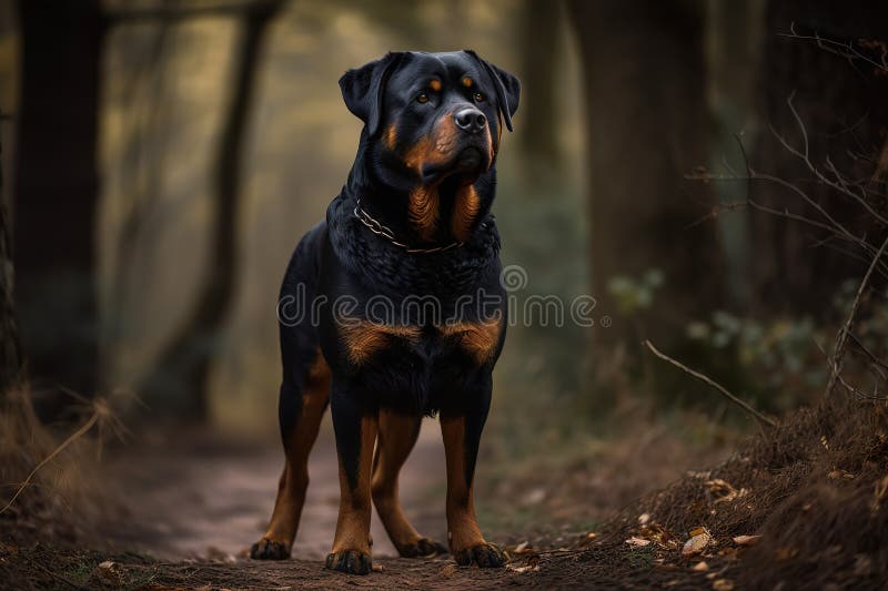 A Loyal and Protective Rottweiler Standing Guard, Showing Off Its Loyal ...
