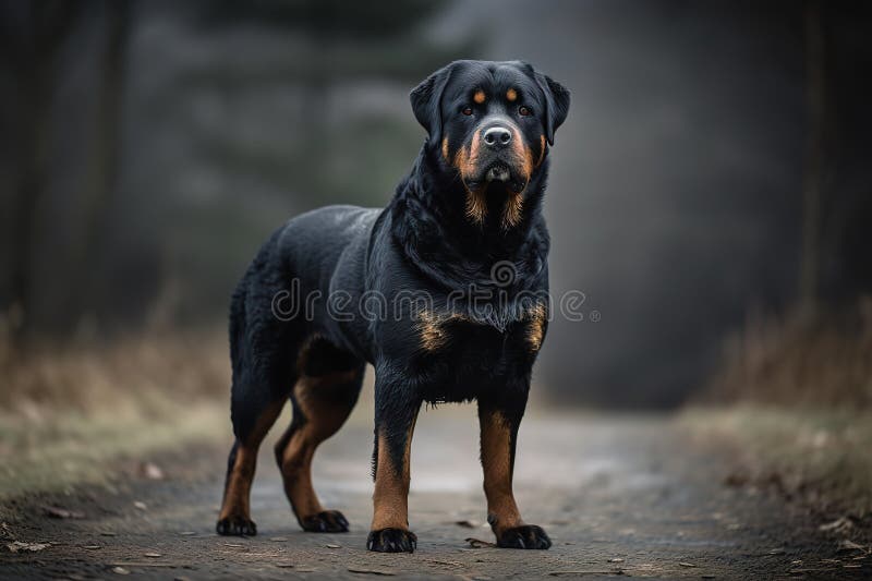 A Loyal and Protective Rottweiler Standing Guard, Showing Off Its Loyal ...